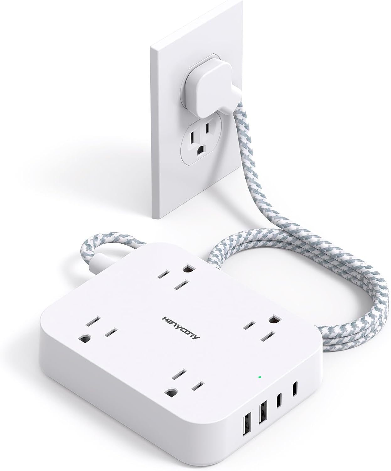 Ultimate Charging Convenience: HANYCONY 5ft Flat Plug Extension Cord ...