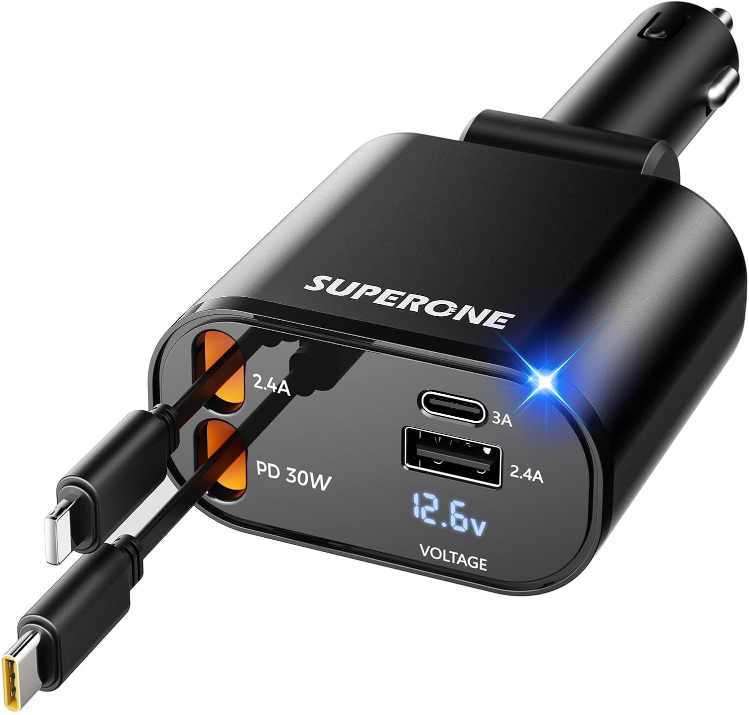 Rev Up Your Charging Game: SUPERONE 4-in-1 Retractable Car Charger ...